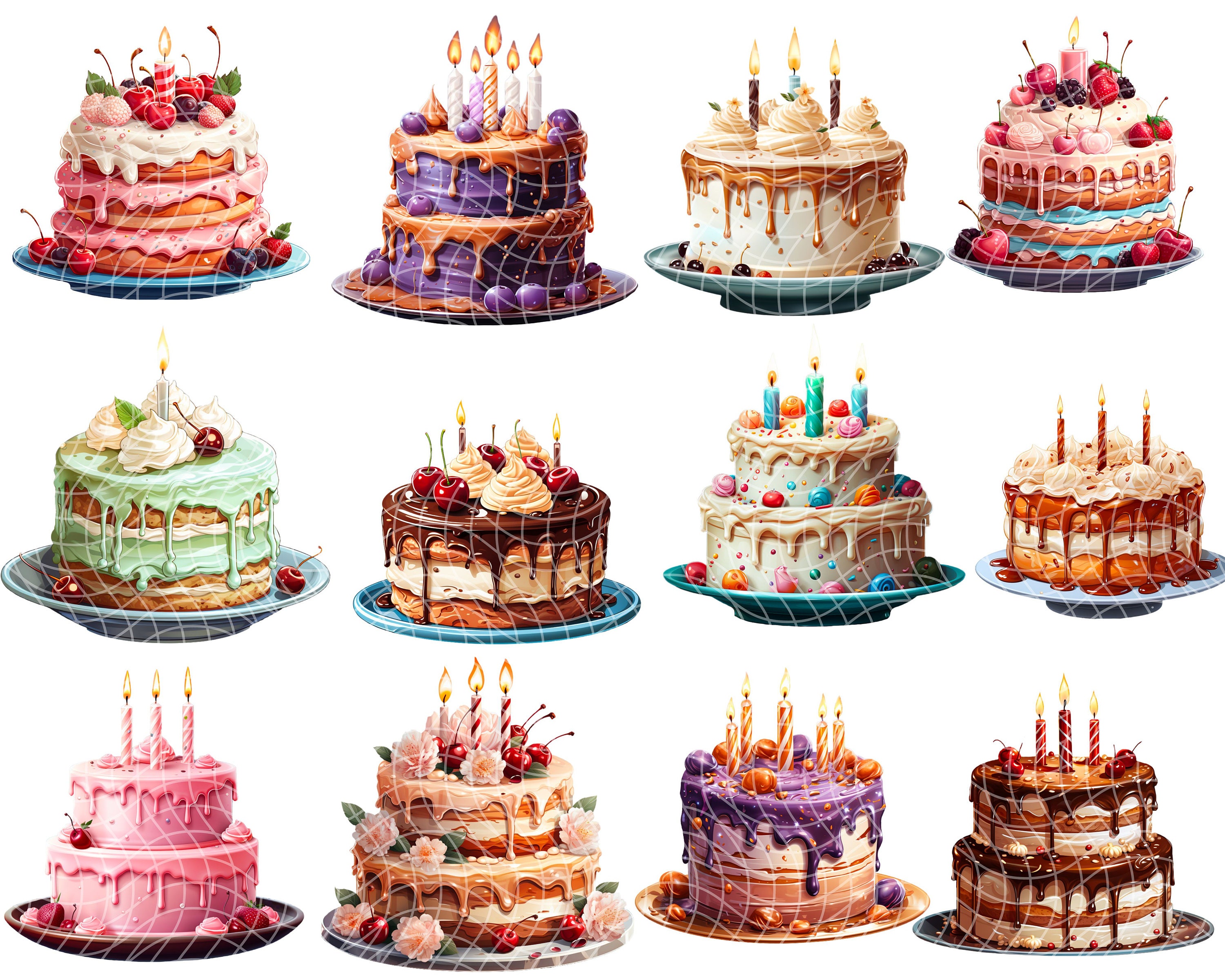 Birthday Cake Clip Art Set | Instant Download PNG | Fancy and Cute ...