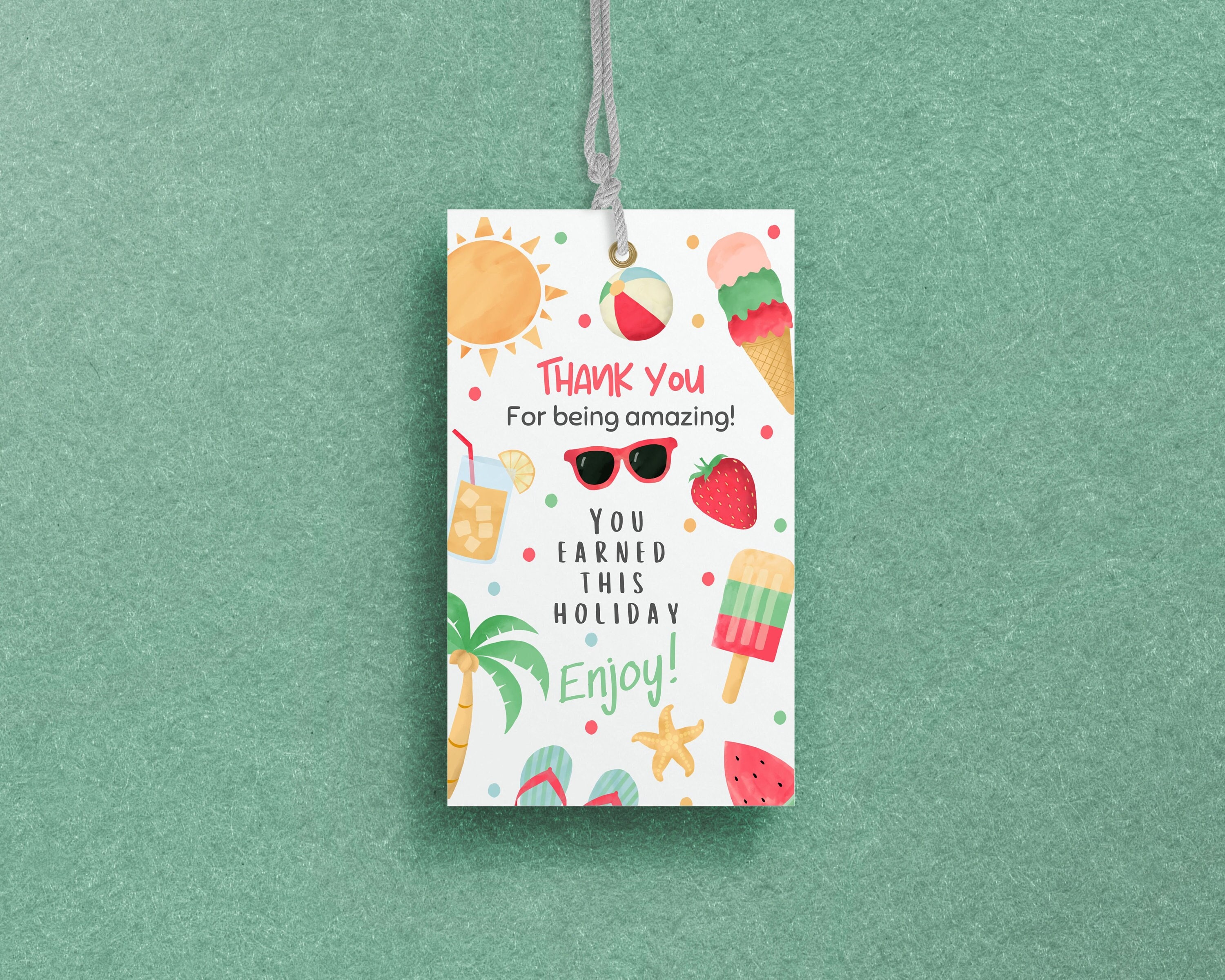 Editable Student Appreciation Card Teacher Gratitude Summer Gift Tag ...