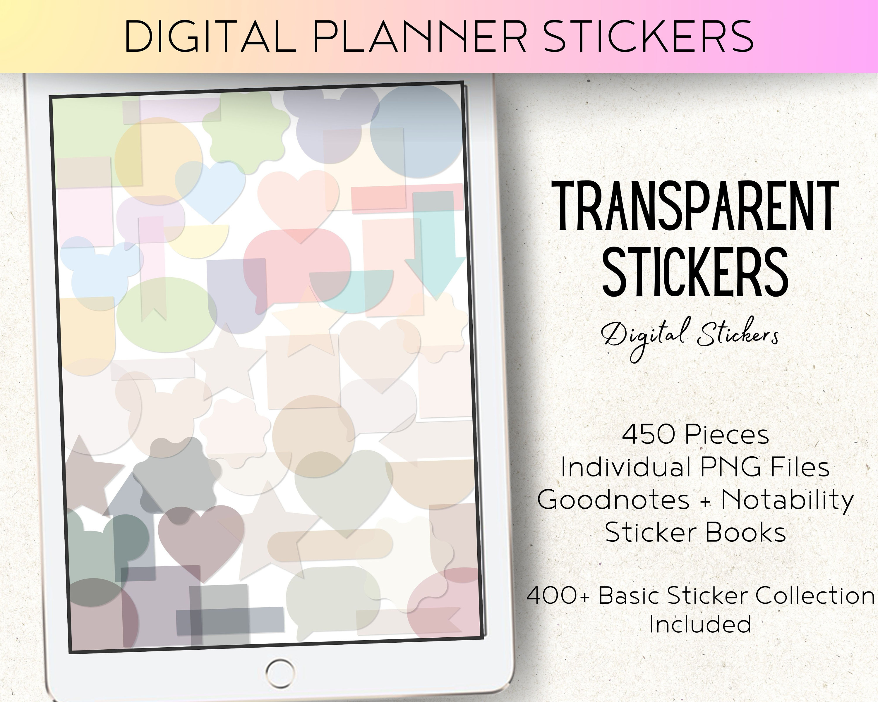 Transparent Stickers for Digital Planners & Journals | Pre-cropped ...