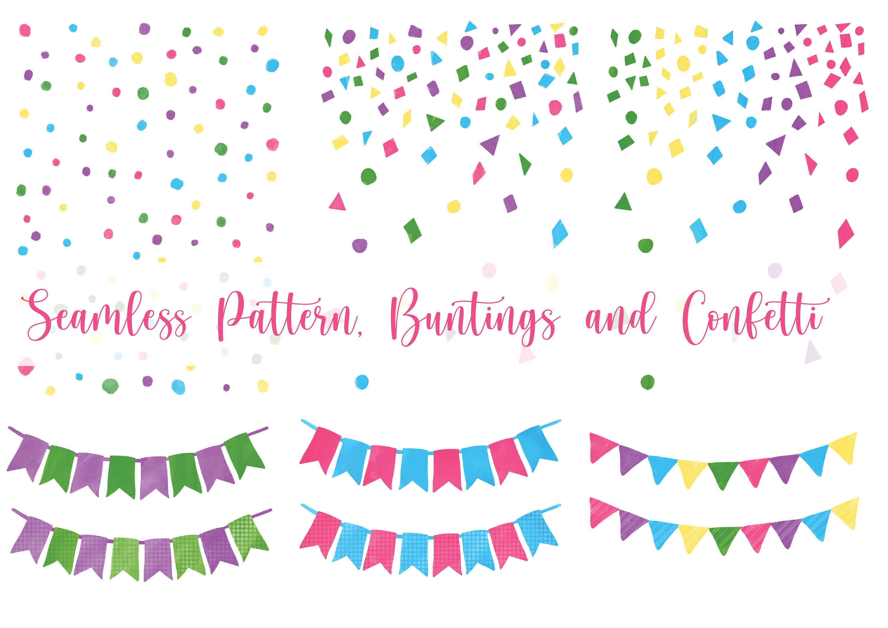 Watercolor Birthday Party Clip Art Set Instant Download PNG Cake ...