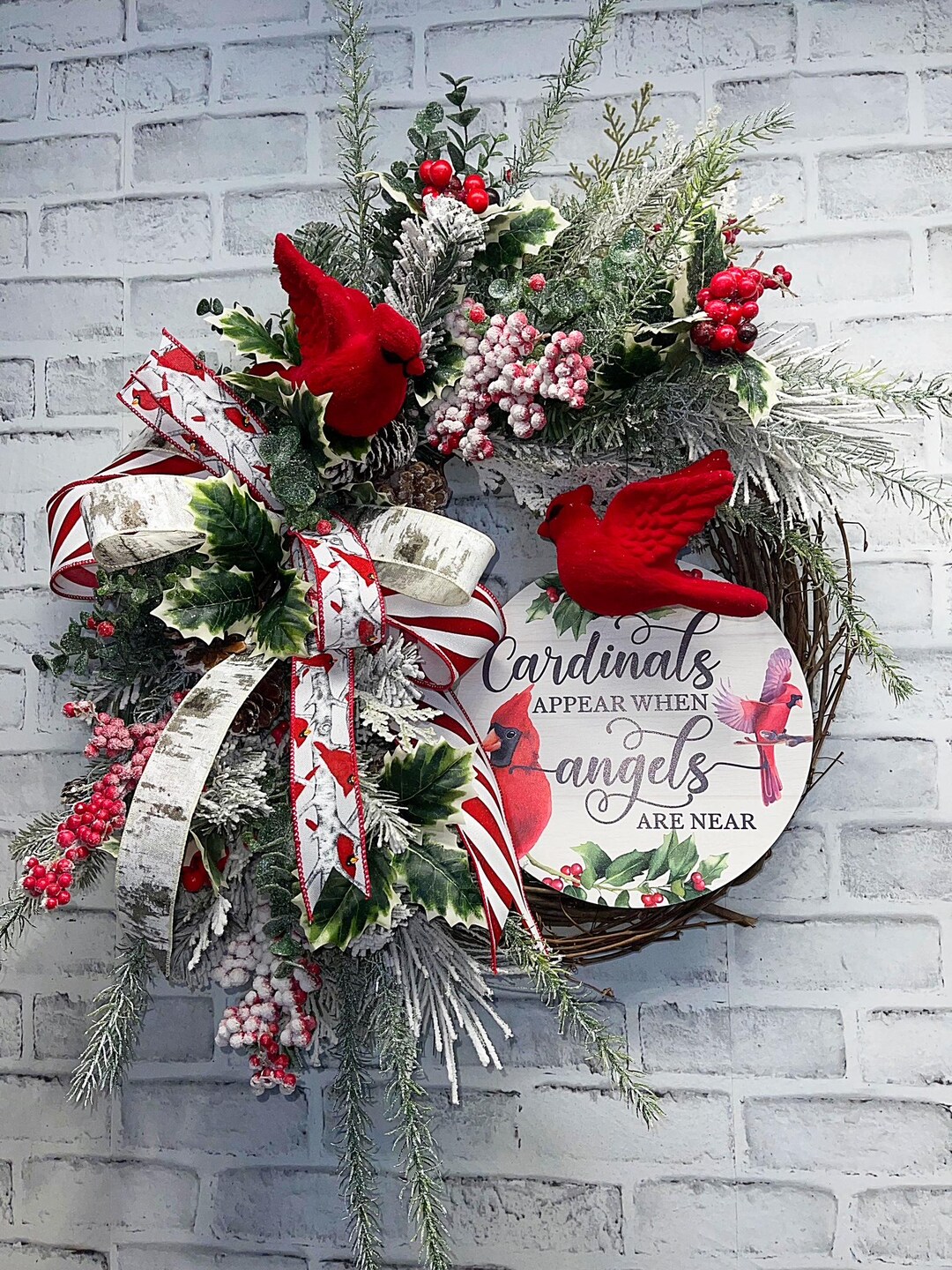 Red Cardinal Wreath, Christmas Wreath, Holiday Wreath, Winter Wreath ...