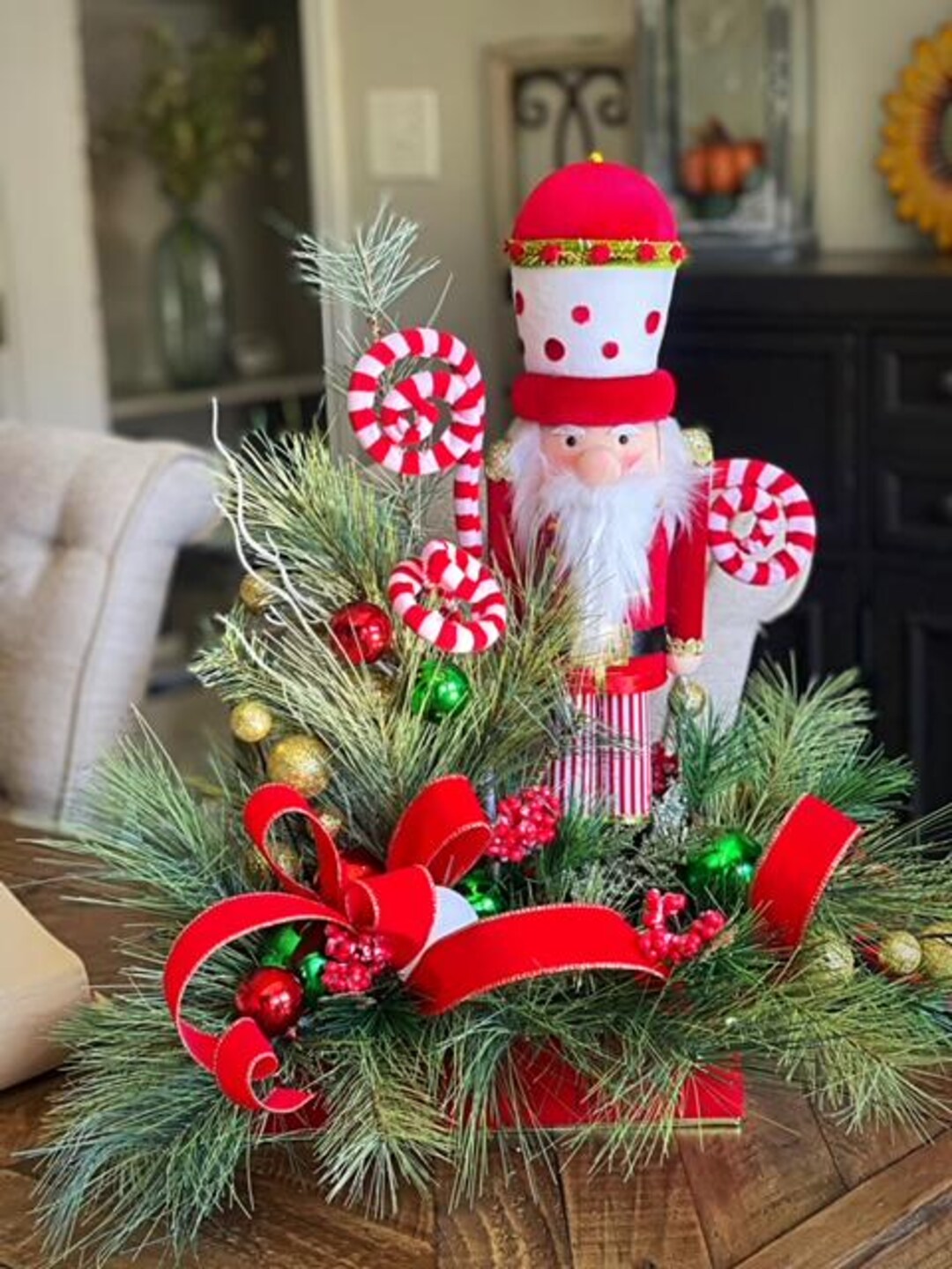 Holiday Nutcracker Table Arrangement, Christmas Centerpiece Nutcracker ...