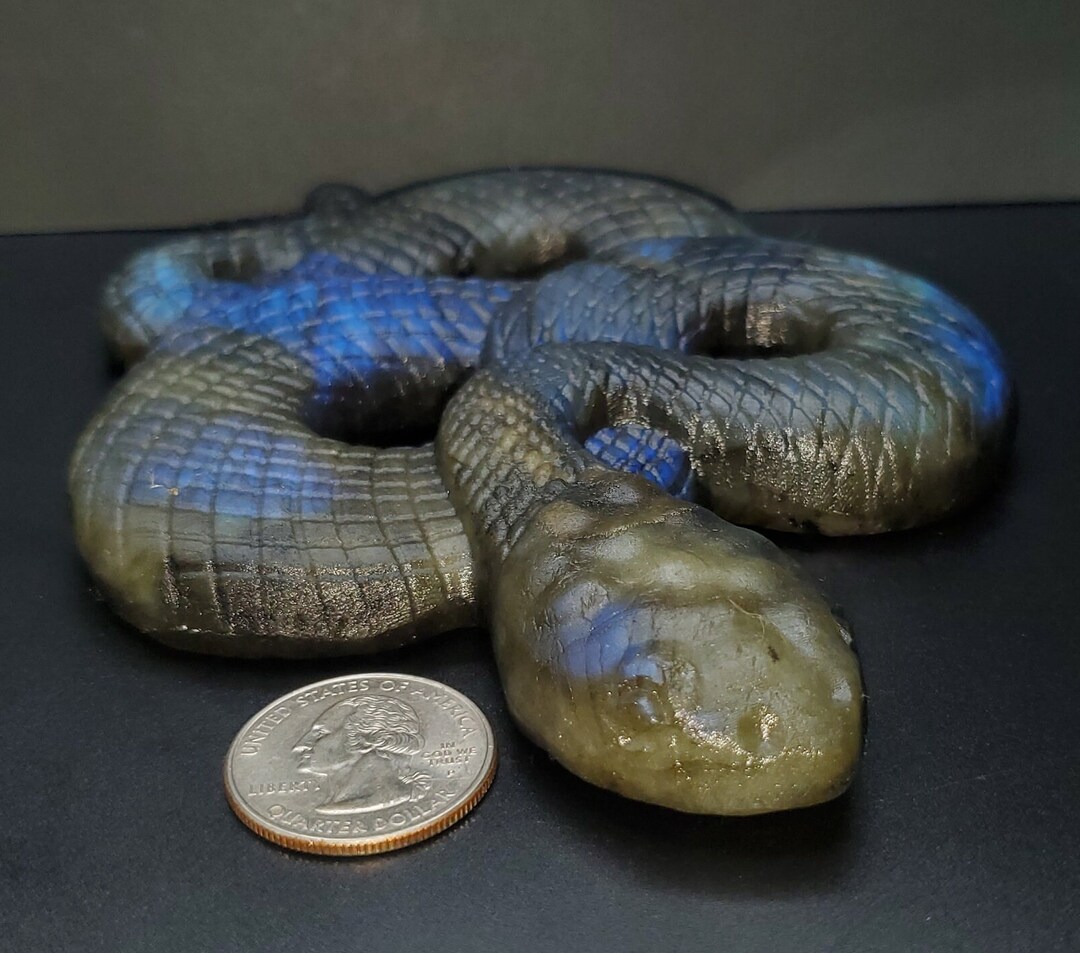 Dark Blue Flash Matte Labradorite Snake Carving - Etsy