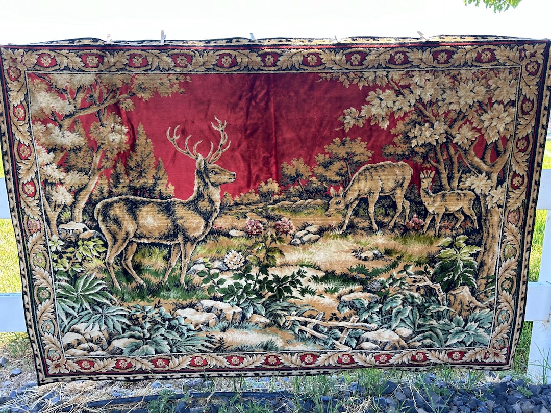 Vintage Deer Tapestry - Etsy
