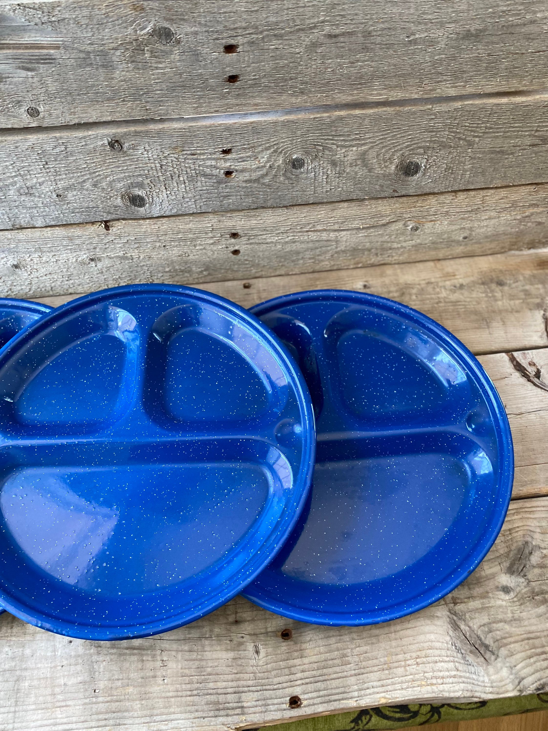 Set of 3 Enamel Plates - Etsy