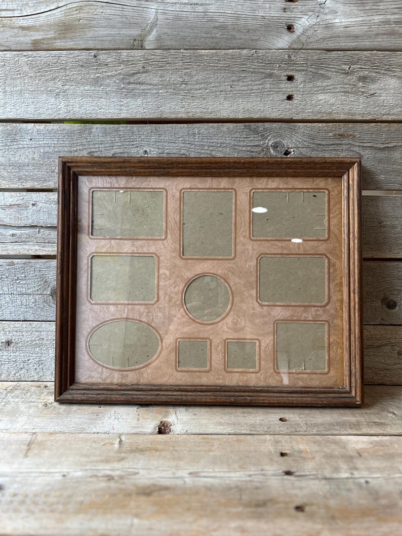 Vintage Collage Picture Frame | Multi Opening Wood Frame With Mat ...