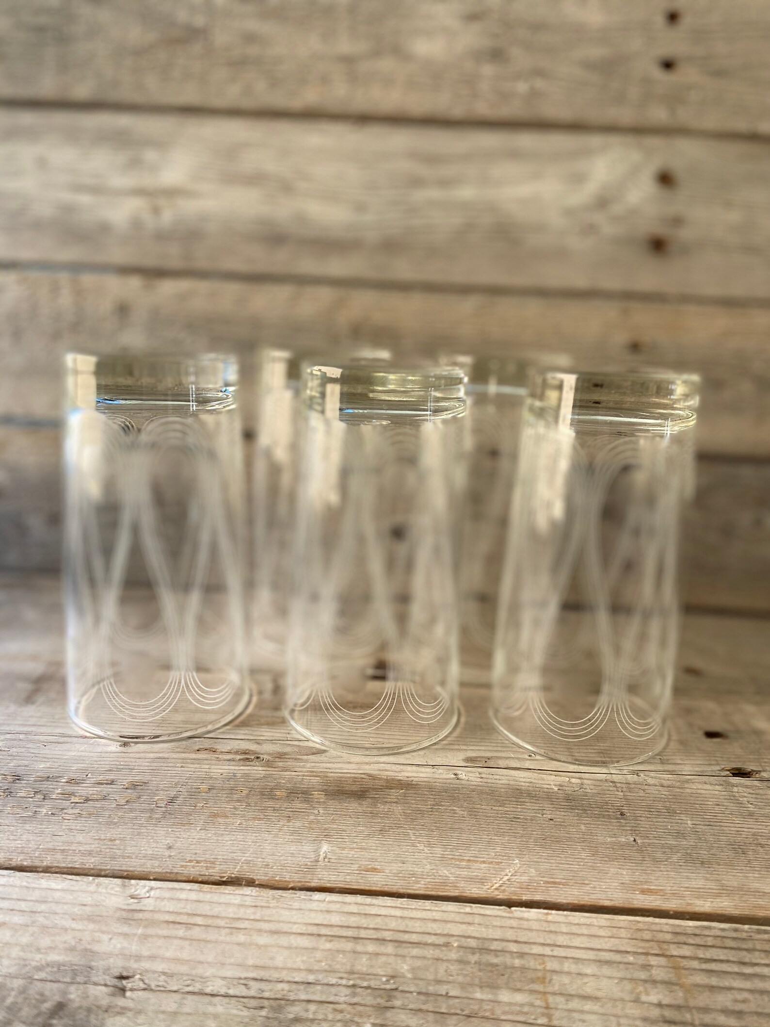 Vintage Libbey Swirl Dot Highball Glasses | Mid Century Etched Barware ...