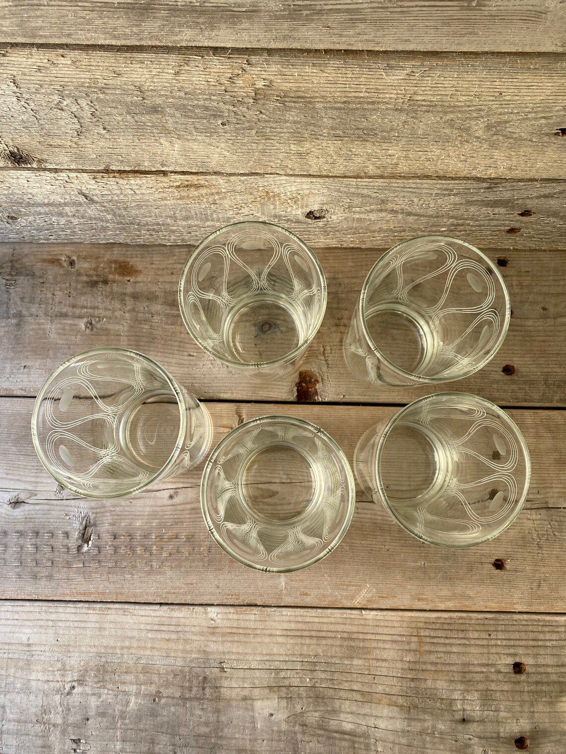 Vintage Libbey Swirl Dot Highball Glasses | Mid Century Etched Barware ...