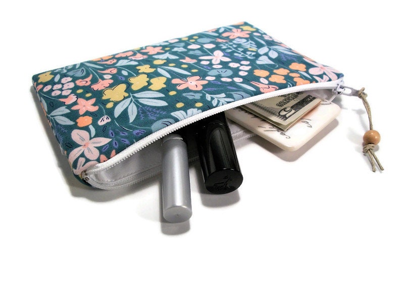 Small Makeup Pouch in Your Choice of Fabrics, 7" Zipper Top Cosmetic ...