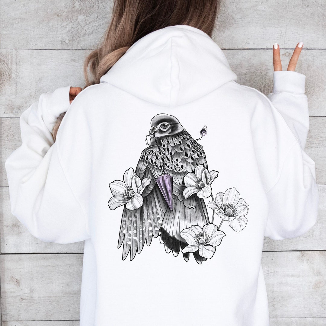 Peregrine Falcon Sweater Floral Hoodie for Bird Lovers Zookeeper Gifts ...