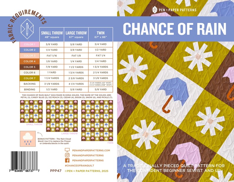 PDF Chance of Rain Quilt Pattern - Etsy