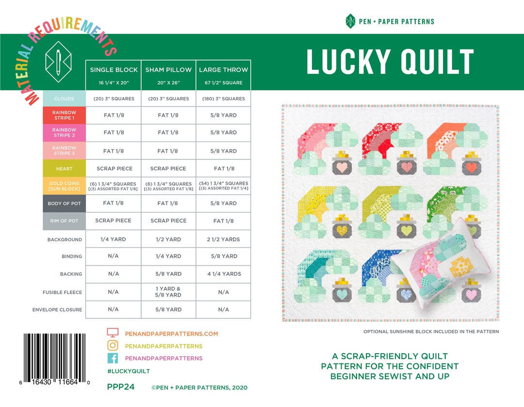 PDF Lucky Quilt Pattern - Etsy