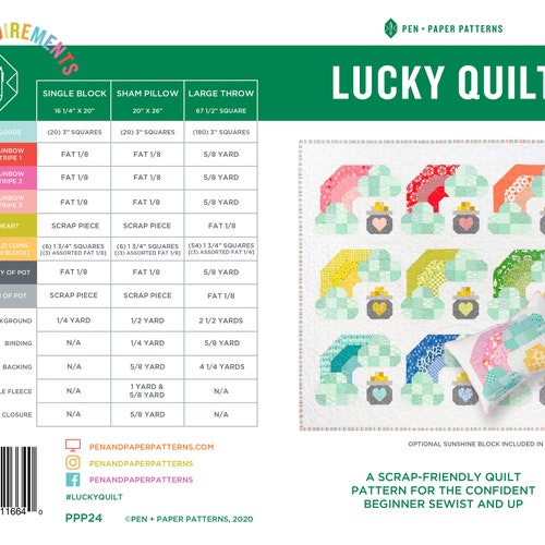 PDF Lucky Quilt Pattern - Etsy