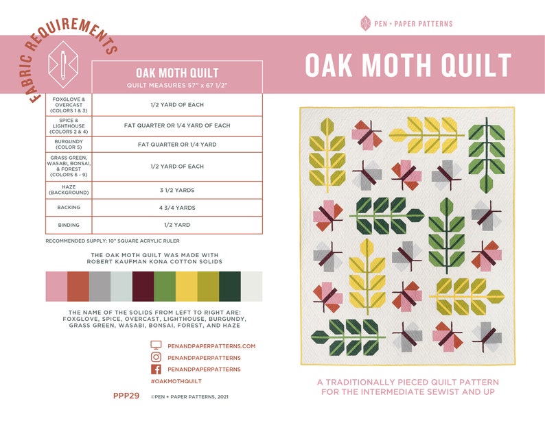 PDF Oak Moth Quilt Pattern - Etsy