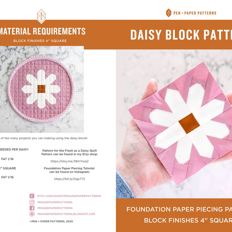 Daisy Quilt Block Pattern - Etsy