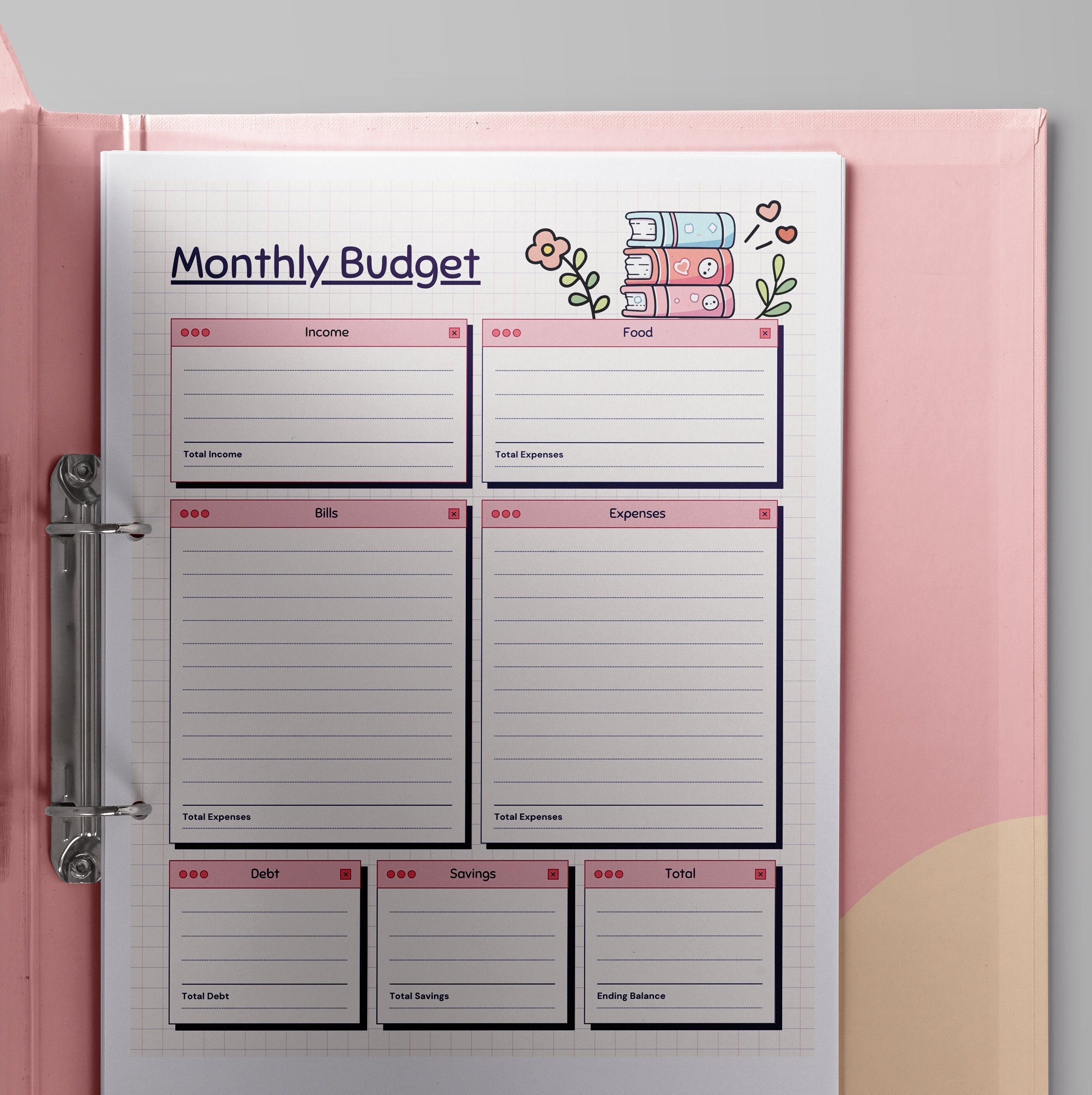 Monthly Budget Planner Printable Sheet Cute and Kawaii Design for ...