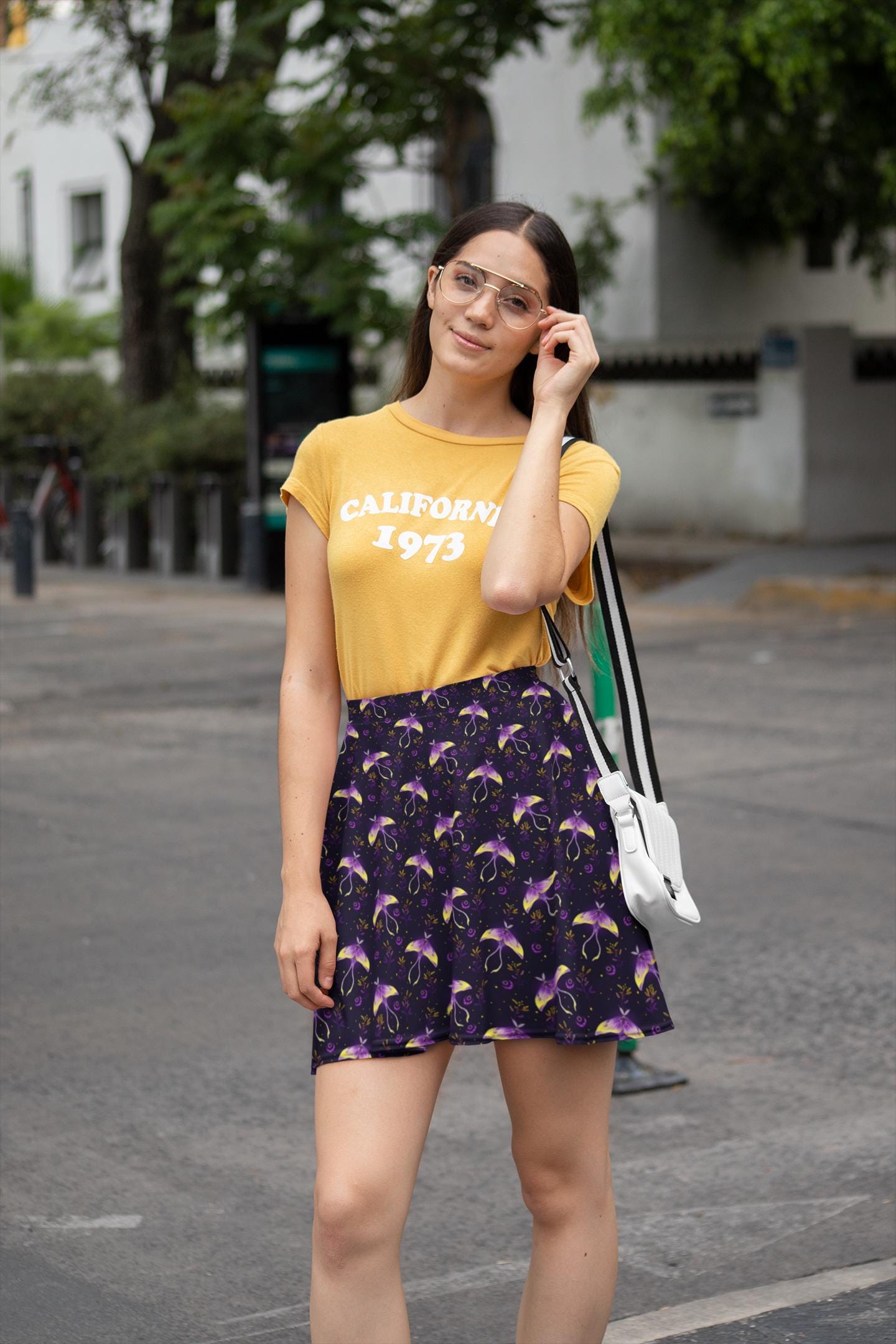 Dark Academia Luna Moth Skirt Glowing Butterfly Purple Glow Womens ...