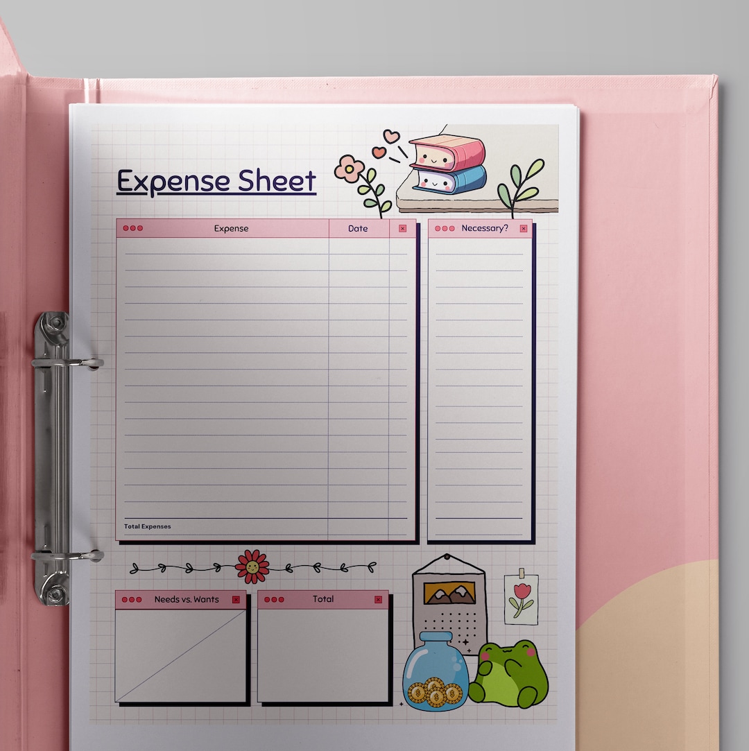 Printable Expense Tracker Digital Download Cute Daily Weekly Monthly ...