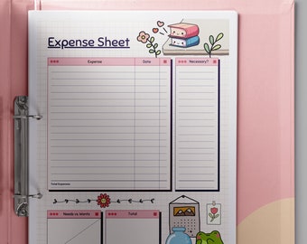 Monthly Budget Planner Printable Sheet Cute and Kawaii Design for ...