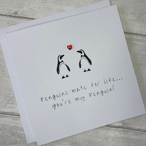 Penguin Valentines Card for Boyfriend, Girlfriend, Card for Husband ...