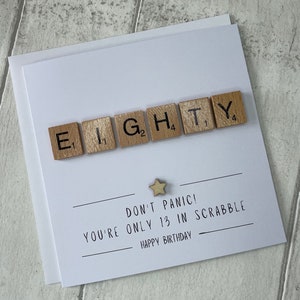 Eighty Scrabble Birthday Card, 80th Birthday Card, Eighty Card for Her ...