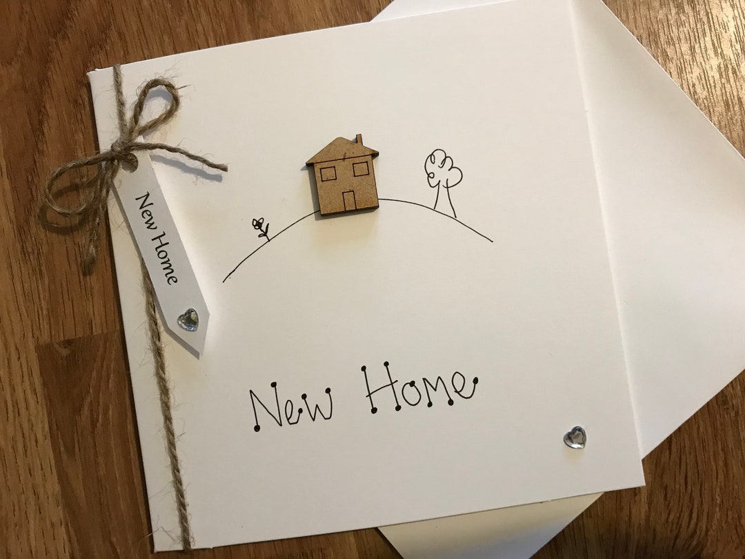 Handcrafted Rustic New Home Card: Wooden House Moving Card - Elegant ...