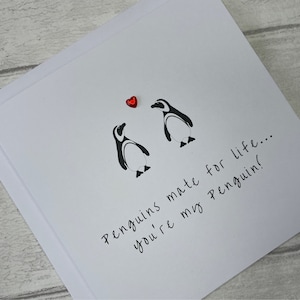 Penguin Valentines Card for Boyfriend, Girlfriend, Card for Husband ...