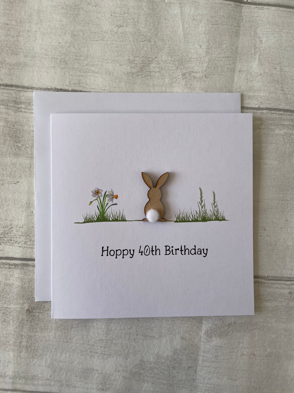 Hoppy 40th Birthday Card Forty Bunny Birthday Card Birthday - Etsy