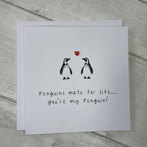Penguin Valentines Card for Boyfriend, Girlfriend, Card for Husband ...