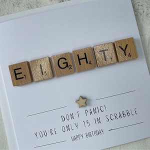 Eighty Scrabble Birthday Card, 80th Birthday Card, Eighty Card for Her ...