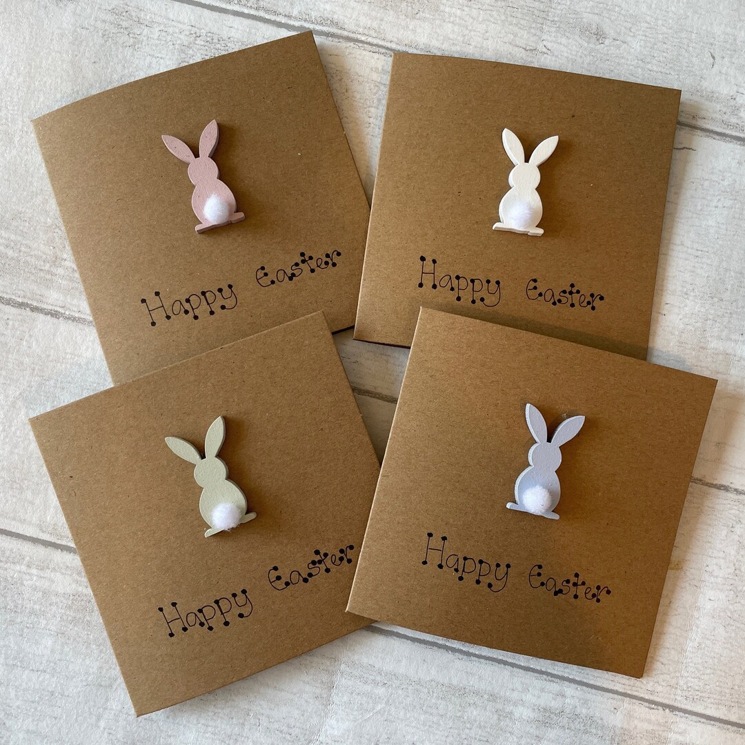 Happy Easter Greeting Card Pack, Set of 4 Easter Bunny Cards, Easter ...