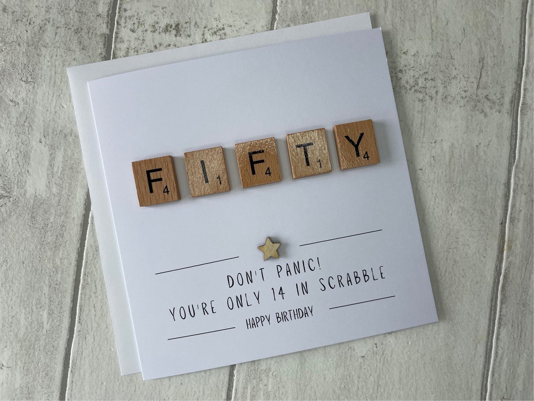 Fifty Scrabble Tile Birthday Card, Special 50th Birthday Card, Fifty ...