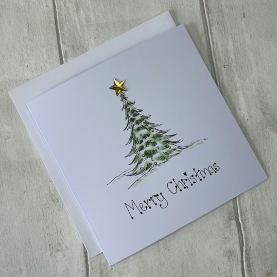 Luxury Christmas Card With Christmas Tree With Gold Star - Etsy UK