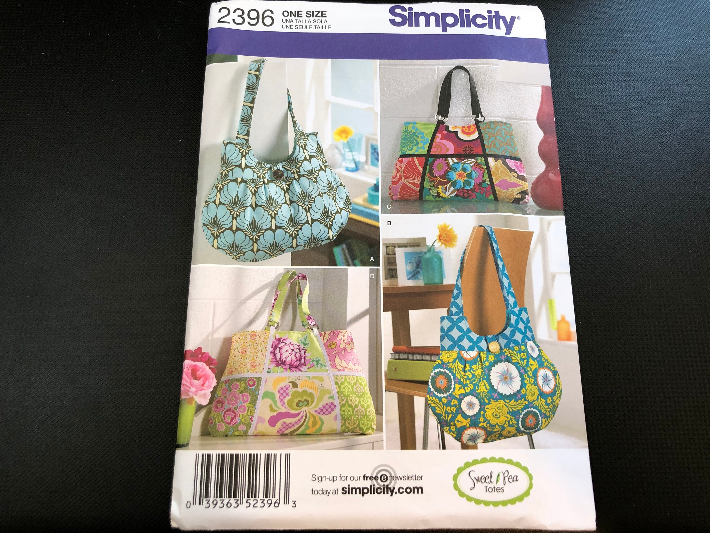 Sewing & Fiber Simplicity Pattern 2396 Tote Bags ~ Factory Folded UnCut ...