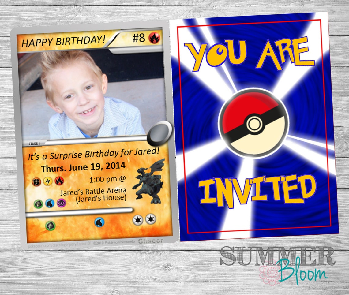 Pokemon Card Birthday Invitation With Picture - Etsy