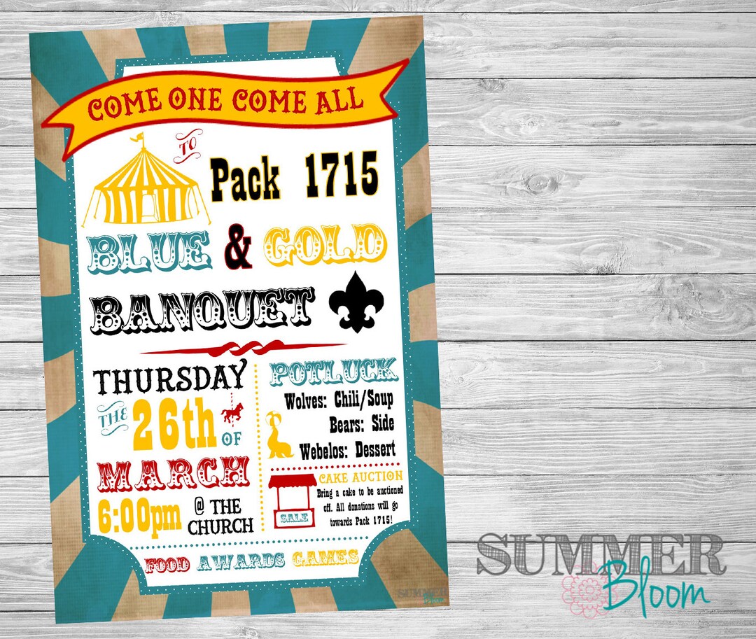 Cub Scout Blue & Gold Banquet Carnival Invitation - Etsy
