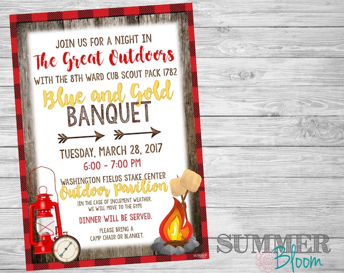 The Great Outdoors Cub Scout Blue and Gold Banquet Party Invitation - Etsy