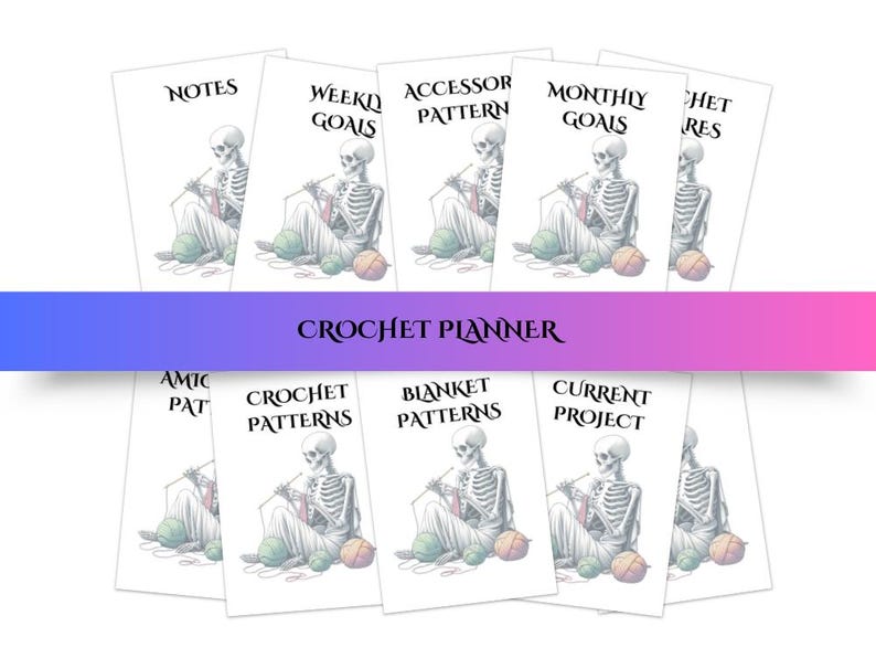 Gothic Crochet Planner PDF Skeleton Crochet Organizer, Project Tracker ...
