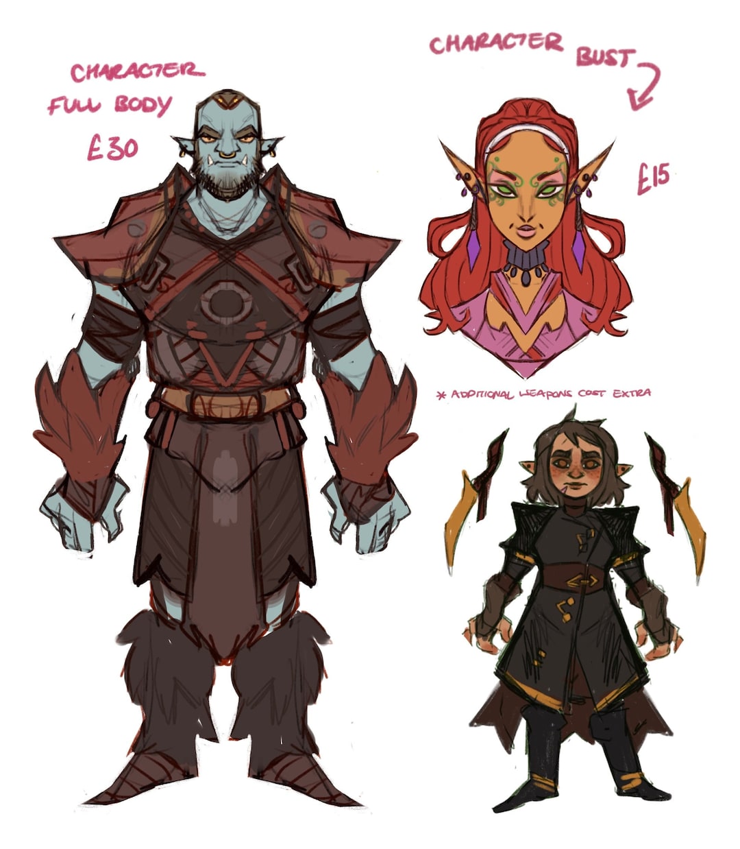 Dnd Oc, Custom Character Art Sketch Commission, Rpg Character Design ...