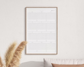 Blank Yearly Printable Vertical Calendar Planner, Minimalist Large Wall ...