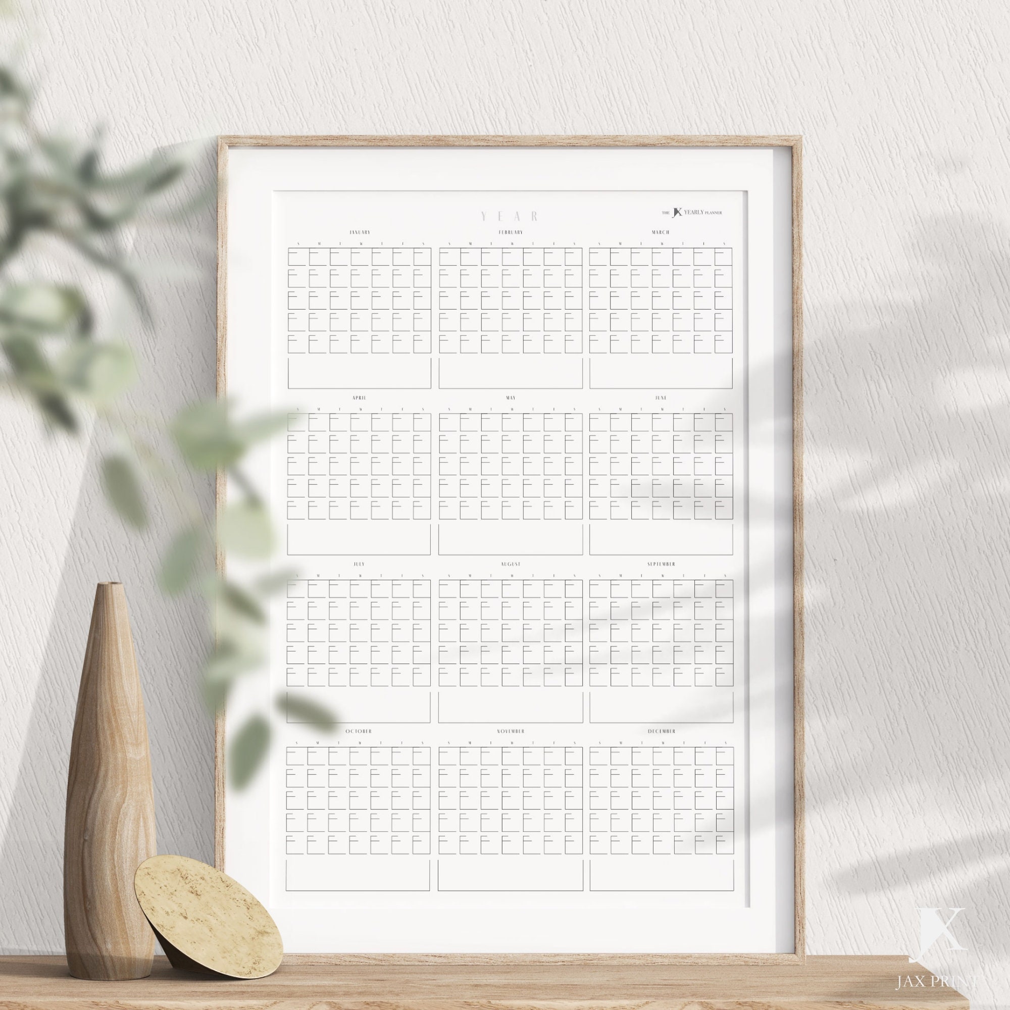 2026 Large Wall Calendar Printable | Elegant Yearly Planner | 12 Month ...