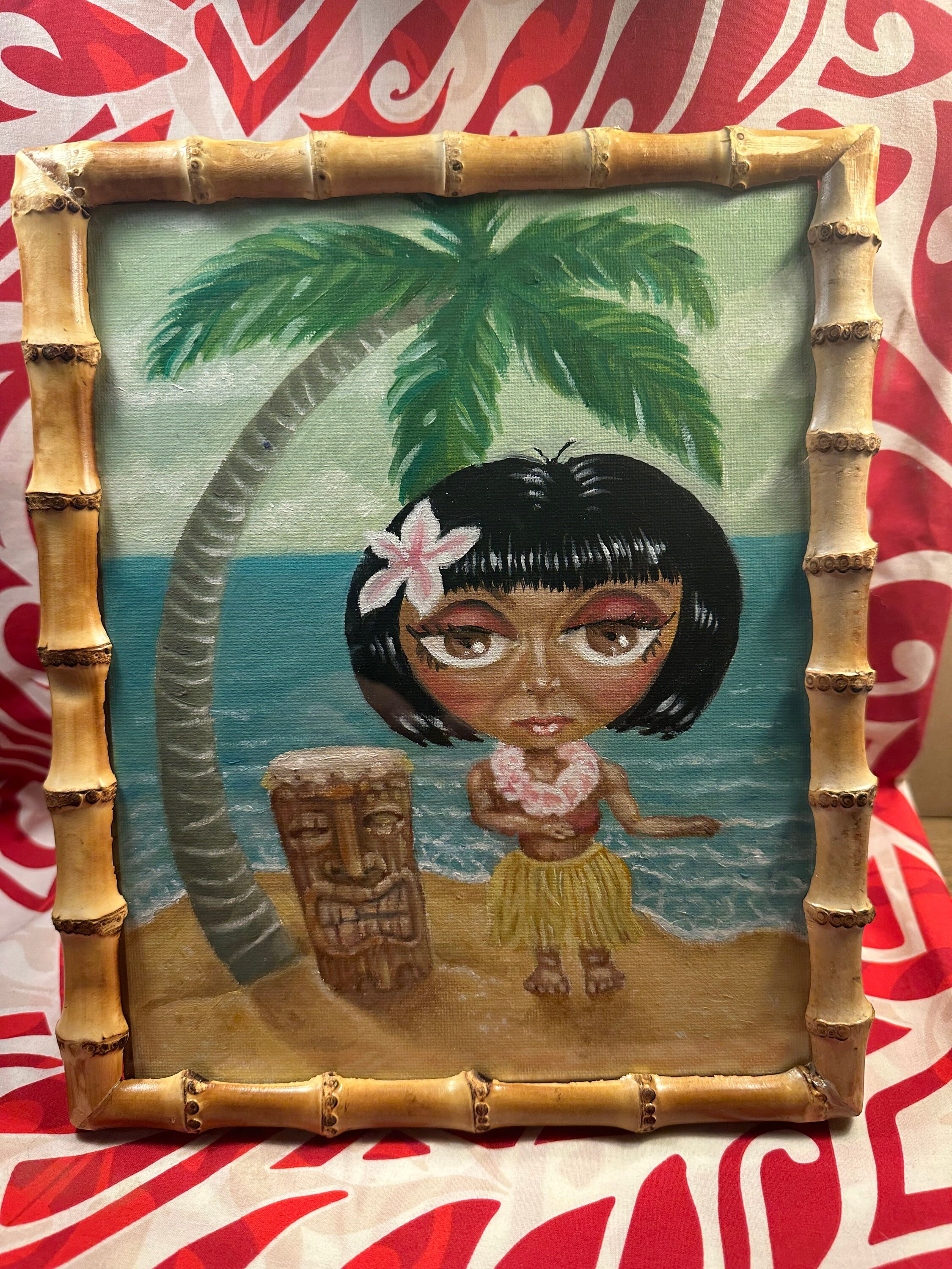 Big Eyed Hula Dancer With Tiki Drum - Etsy