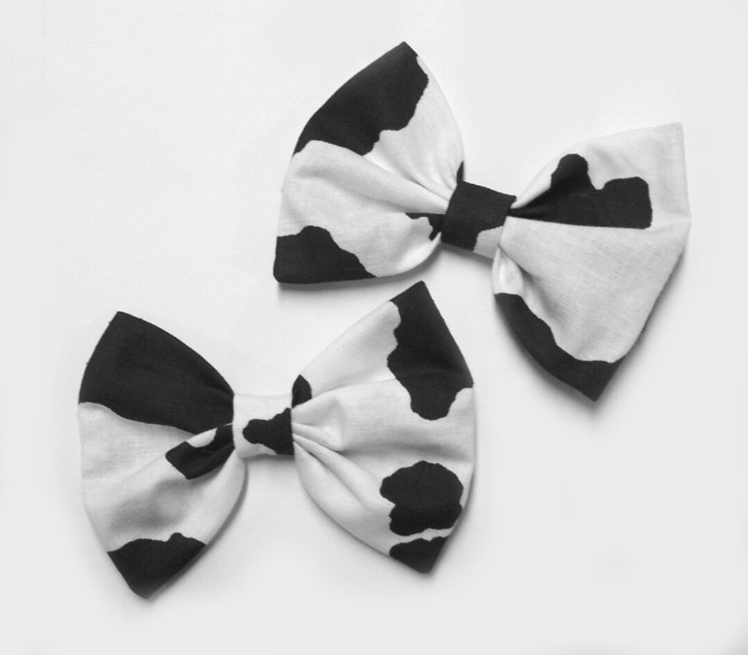 Set of Two Cow Print Fabric Hair Bows, Cowgirl Hairbows - Etsy