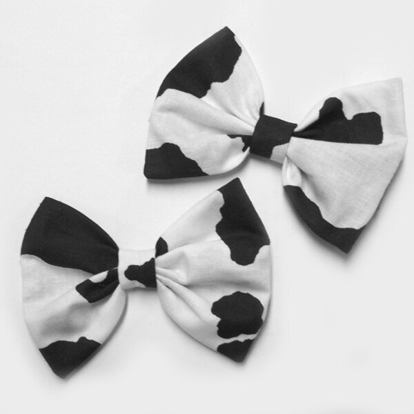 Cow Print Hair Bow - Etsy