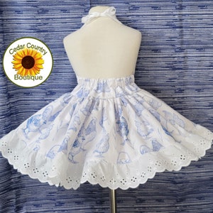 Toile Chicken Halter Dress With Full Twirly Skirt, Infant Baby Toddler ...