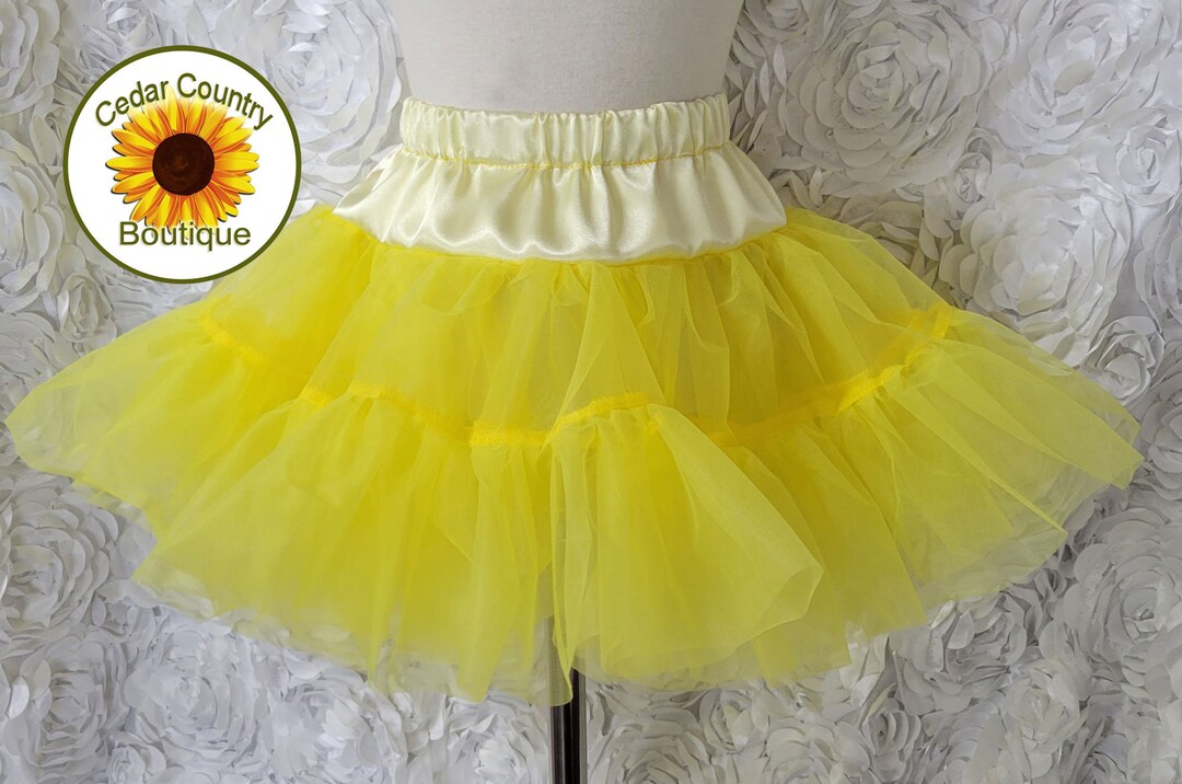 Two Layer Yellow Organdy and Satin Fluffy Petticoat, Square Dance ...