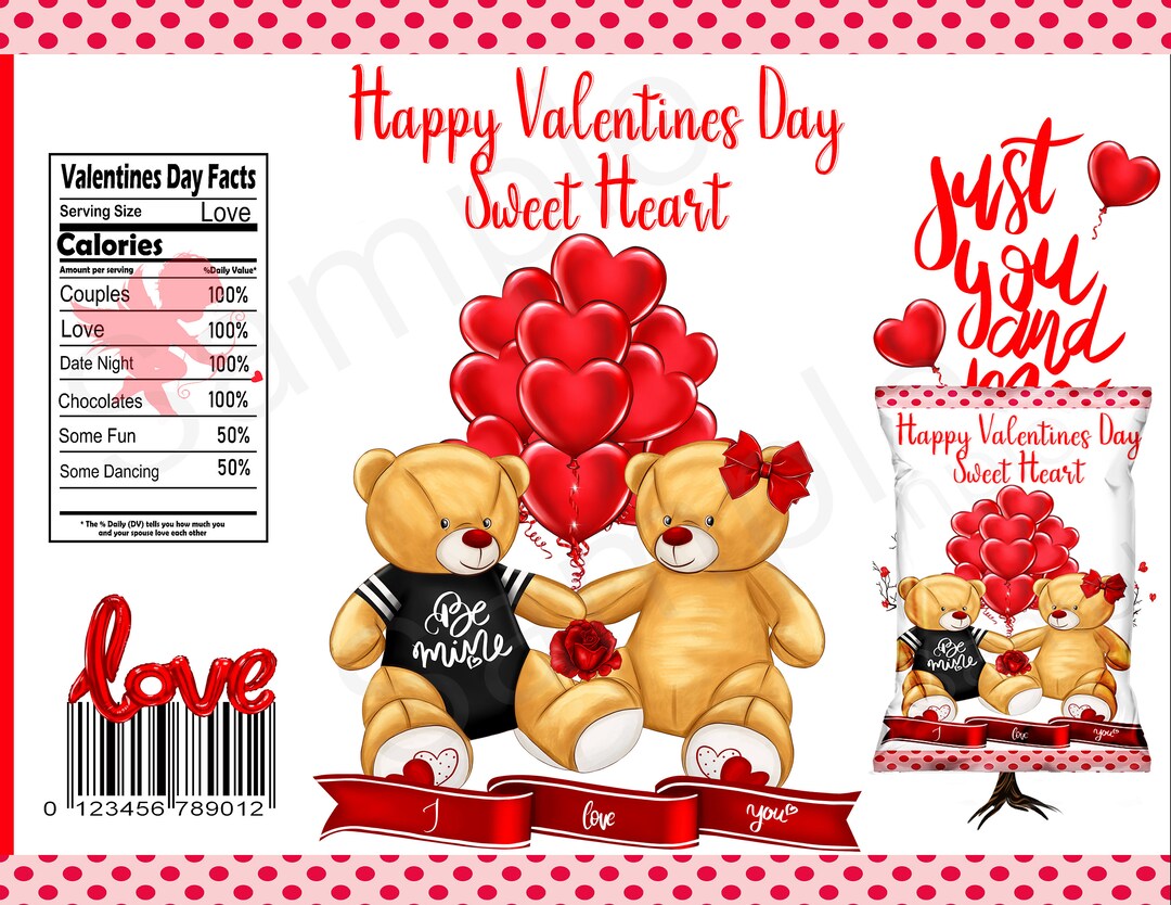 Valentine's Day Chip Bag Favor, Juice Pouch Label and Rice Krispie ...