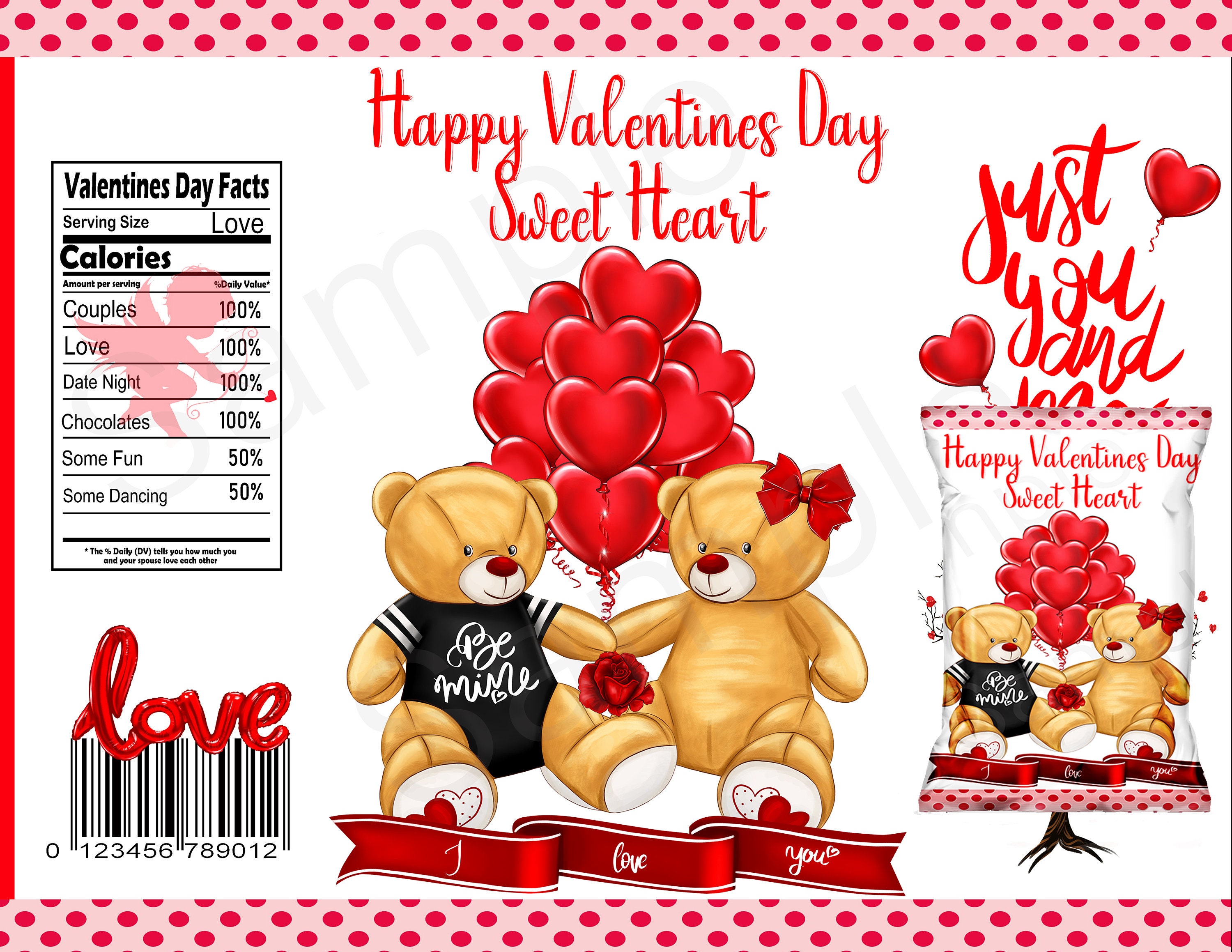 Valentine's Day Chip Bag Favor, Juice Pouch Label and Rice Krispie ...