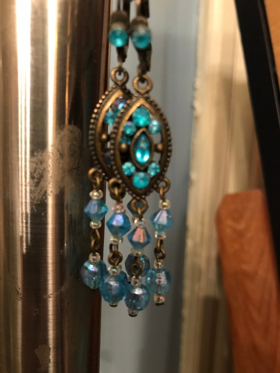 Retro Teal Aqua Blue Victorian Art Nouveau Boho Style… - Gem