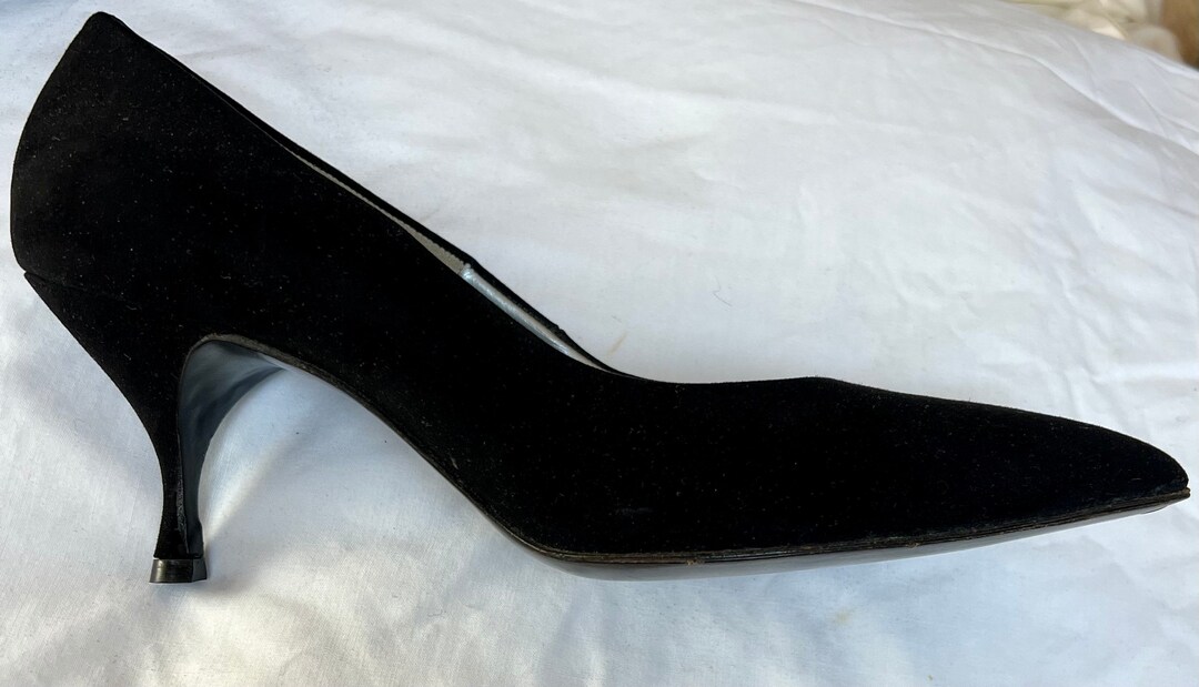 Vintage 50s 60s Black Velvet De Liso Debs Heels Pin-up Pumps- Like New ...